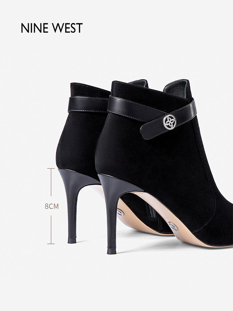 Nine West/玖熙时装靴女2022年秋冬新款羊反绒尖头细跟高跟鞋靴子 - NineWest·玖熙
